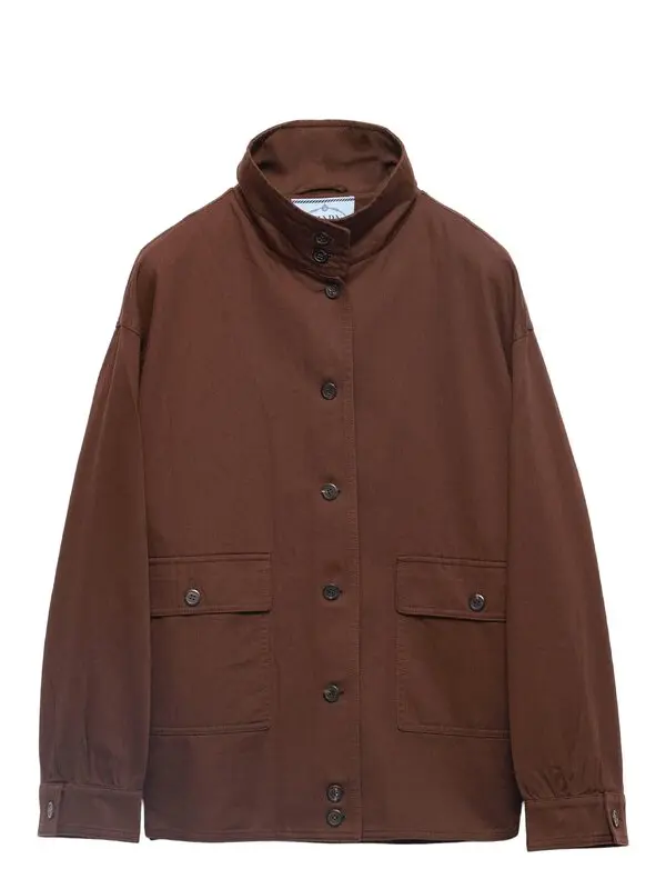 Prada Old Gabardine Cotton Shirt Jacket - Cocoa Brown