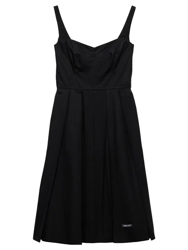 Prada Cotton Canvas Fit-and-flare Dress - Black