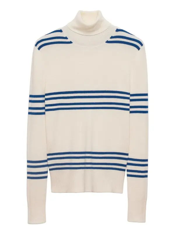 Prada Striped Wool Turtleneck Sweater - Neutral