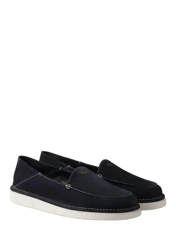 Prada Suede Slip-ons - Navy