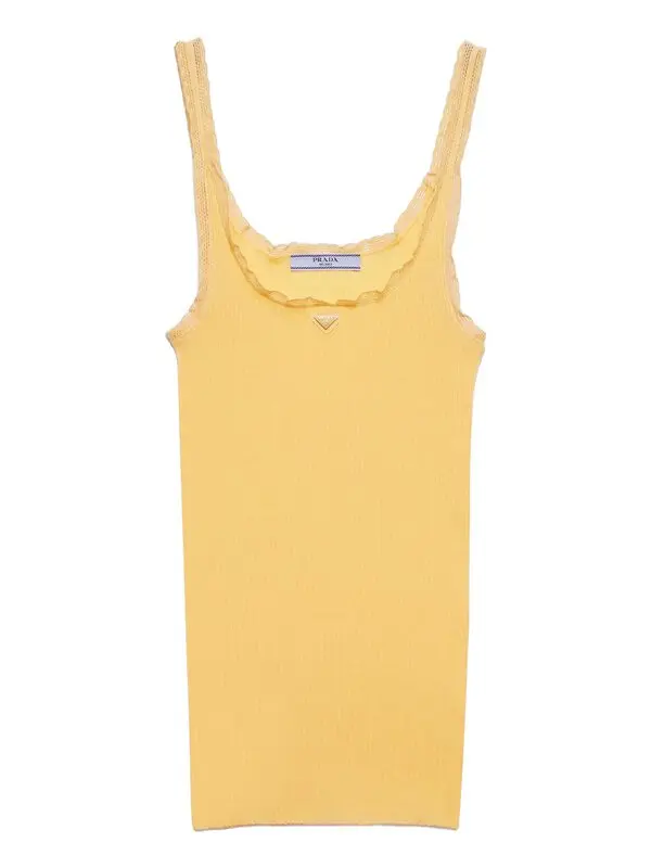Prada Ribbed Cotton Top - Yellow