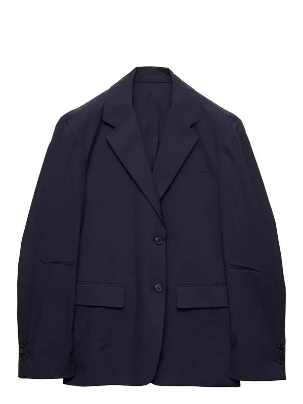 Prada Single-breasted Stretch Poplin Jacket - Navy