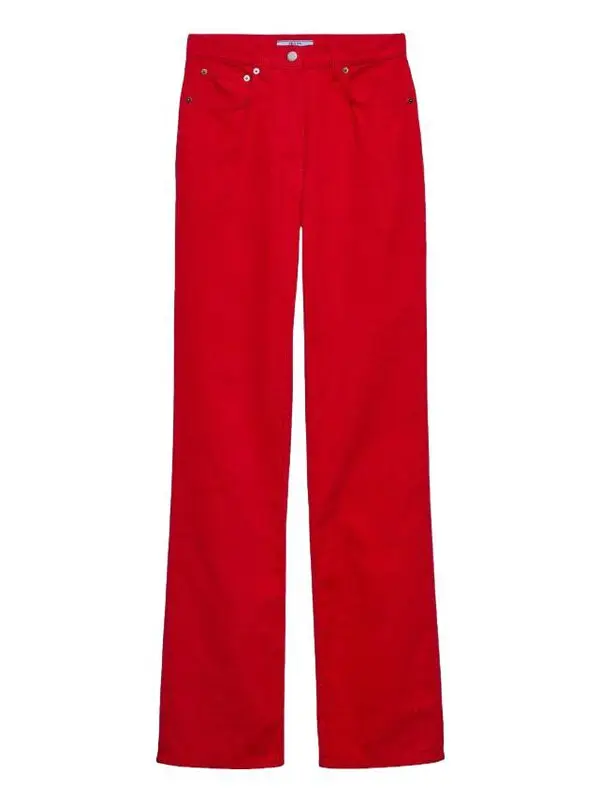 Prada Five-pocket Wide-leg Corduroy Pants - Red