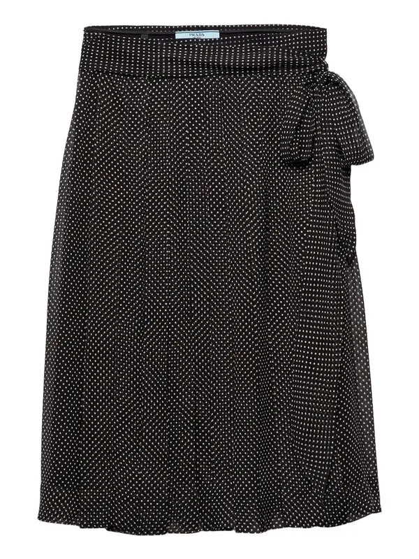Prada Printed Chiffon Wrap Skirt - Black