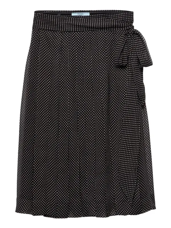 Prada Printed Chiffon Wrap Skirt - Black