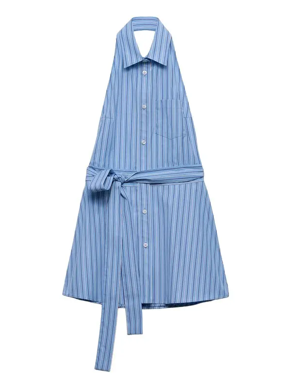 Prada Sleeveless Striped Poplin Shirt - Light Blue