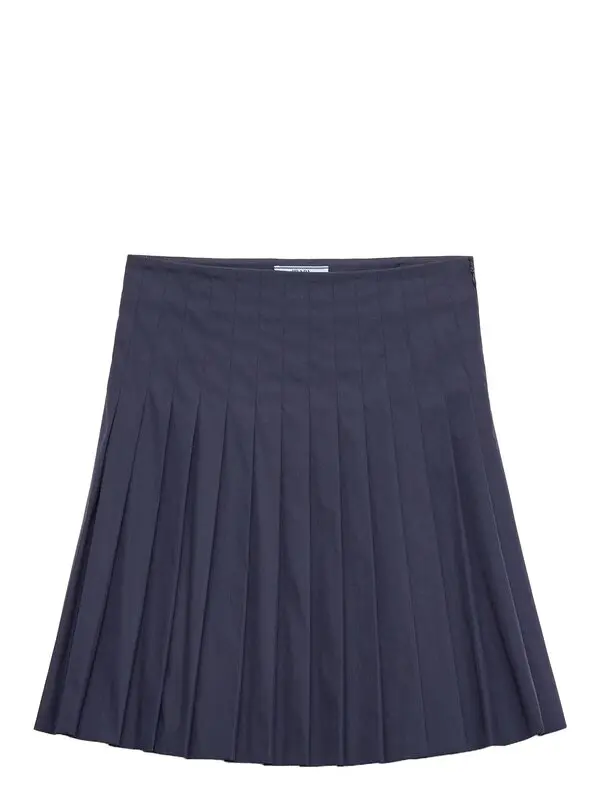 Prada Pleated Poplin Skirt - Blue