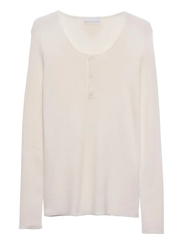 Prada Long-sleeved Cashmere And Silk Sweater - Natural