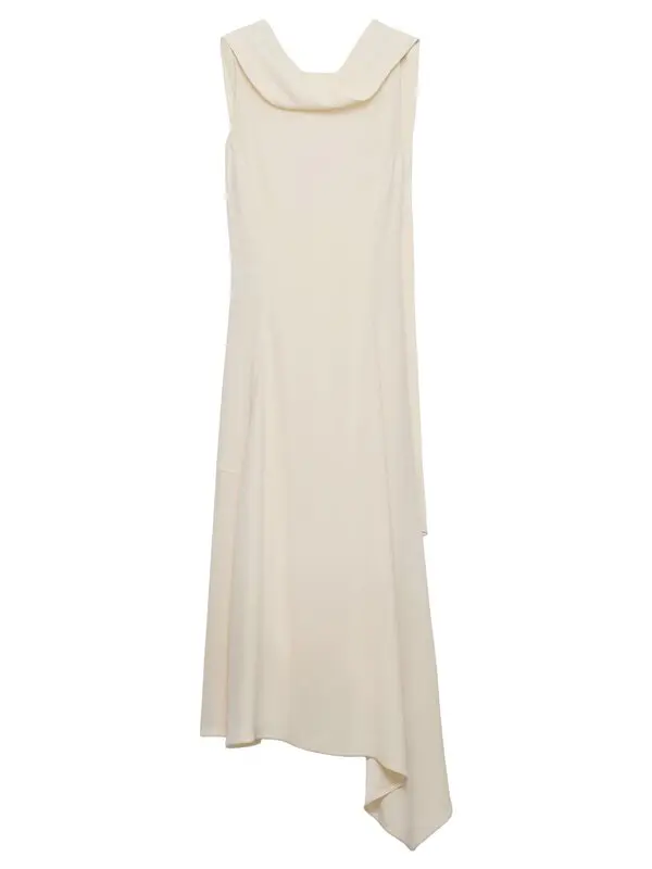 Prada Asymmetrical Satin Crepe Dress - Neutral