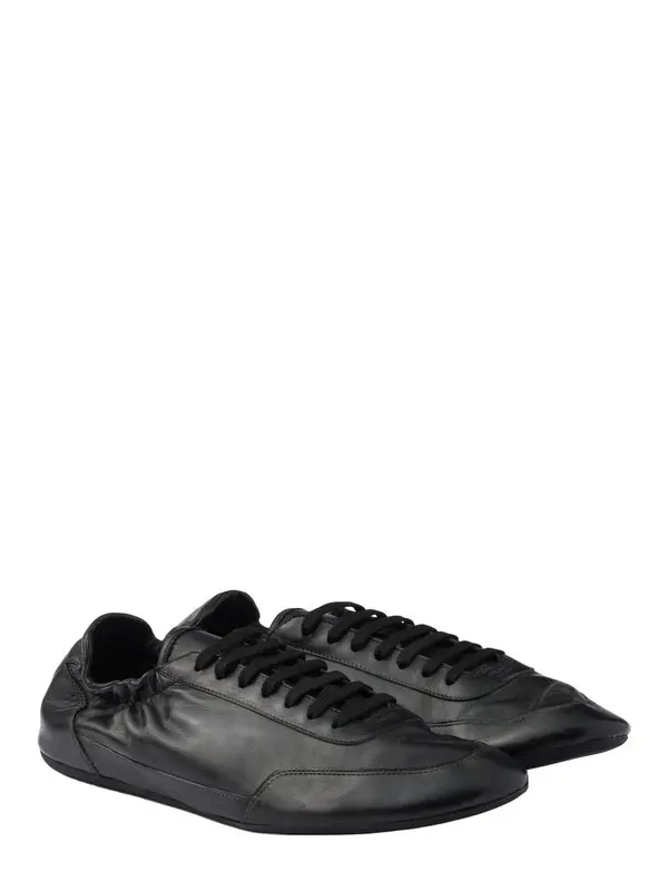 Prada Collapse Leather Sneakers - Black