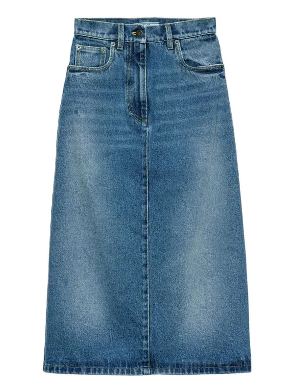 Prada Flared Denim Skirt - Light Blue