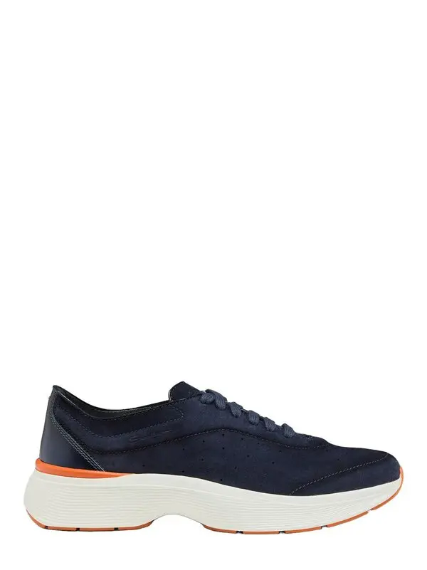 Santoni Suede Lace-up Sneakers - Blue