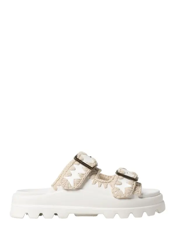Mou Flat Sandals With Buckle Detail - White