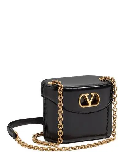 Valentino Garavani Vain Vanity Bag In Shiny Calfskin - Black