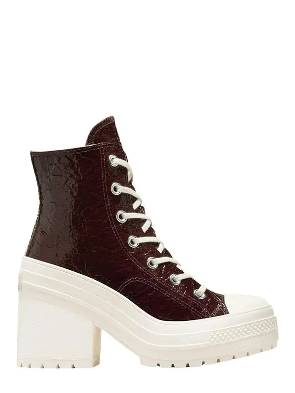 CONVERSE Chuck 70 De Luxe Heel High Crinkle Leather Boots - Red