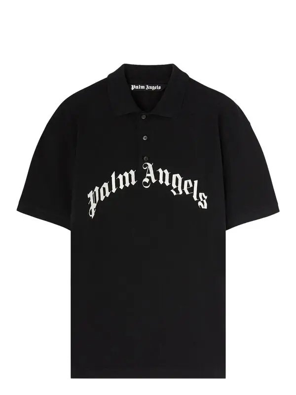Palm Angels Curved Logo Polo /off White - Black