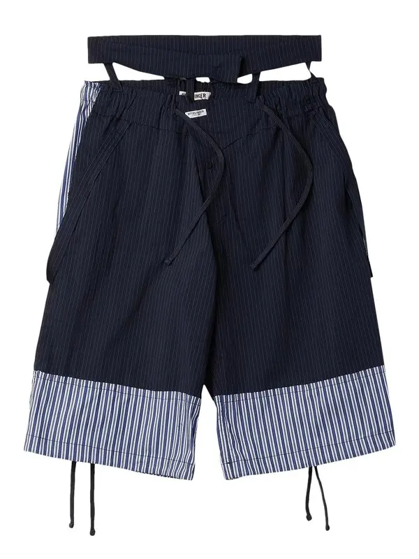 Ottolinger Striped Baggy Cargo Shorts - Black