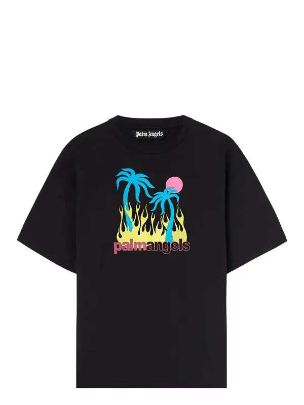 Palm Angels Burning Oasi Slim Tee /multicolor - Black