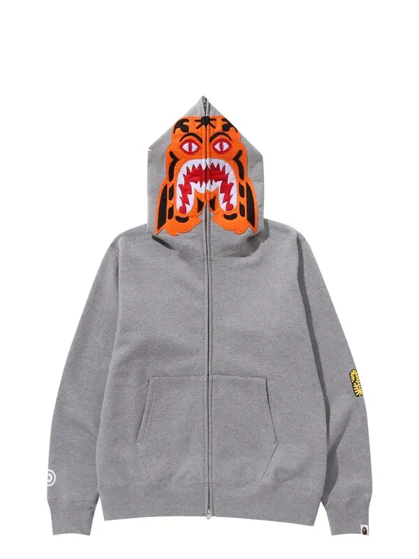 BAPE Tiger Zip Up Hoodie - Grey