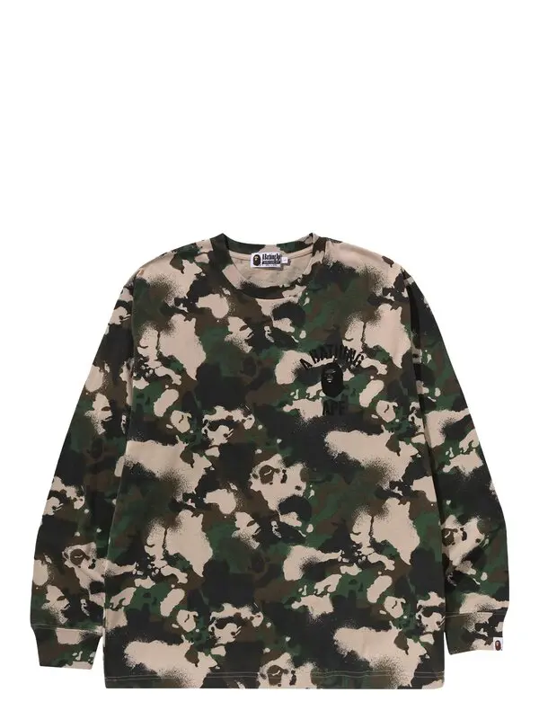 A BATHING APE Map Camo Relaxed Fit Long-sleeve Tee - Green