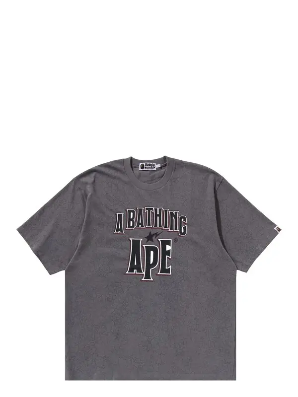 A BATHING APE Crack Print Pattern Logo Relaxed Fit Tee - Black