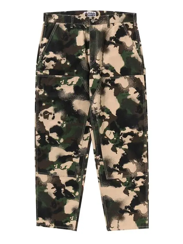 A BATHING APE Map Camo Relaxed Fit Work Pants - Green