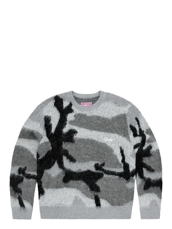 CORTEIZ Mohair Knit Camo Sweater - Grey