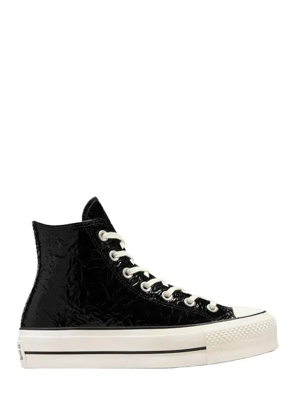 CONVERSE Chuck Taylor All Star Lift Platform High Crinkled Leather Sneakers - Black