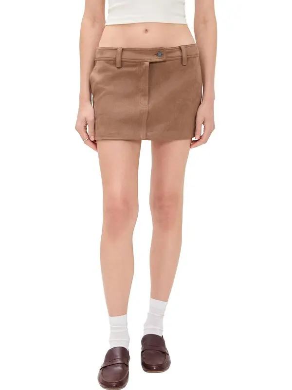 Lioness Mirage Faux Suede Mini Skirt - Coffee