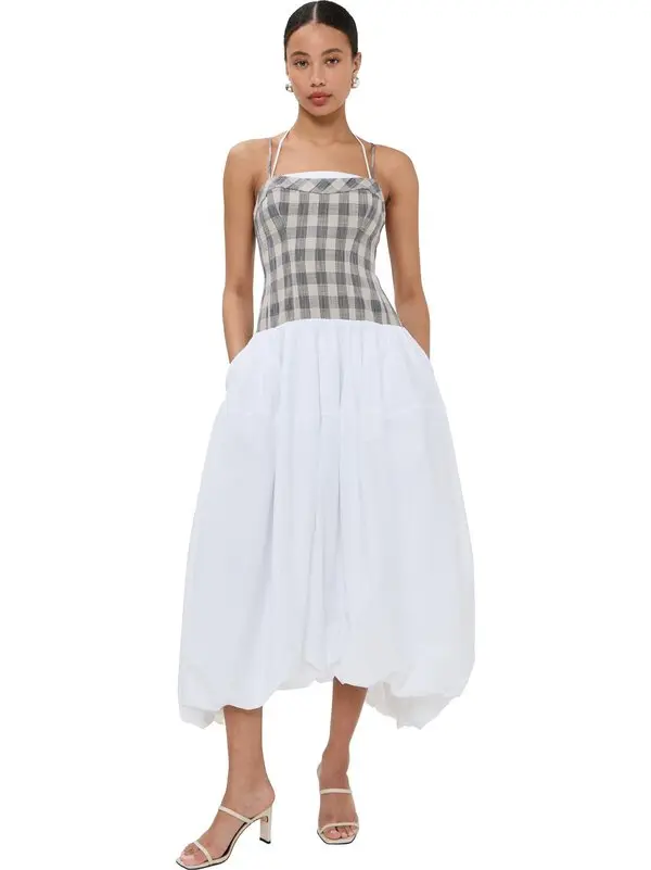 Simkhai Pfeiffer Bustier Midi Dress - Midnight Gingham