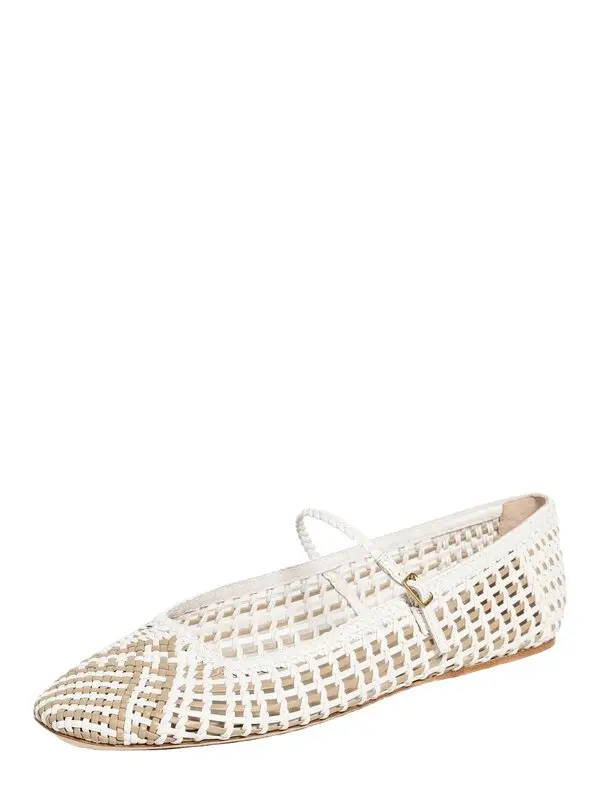 Veronica Beard Ellie Woven Flats - Coconut Sand