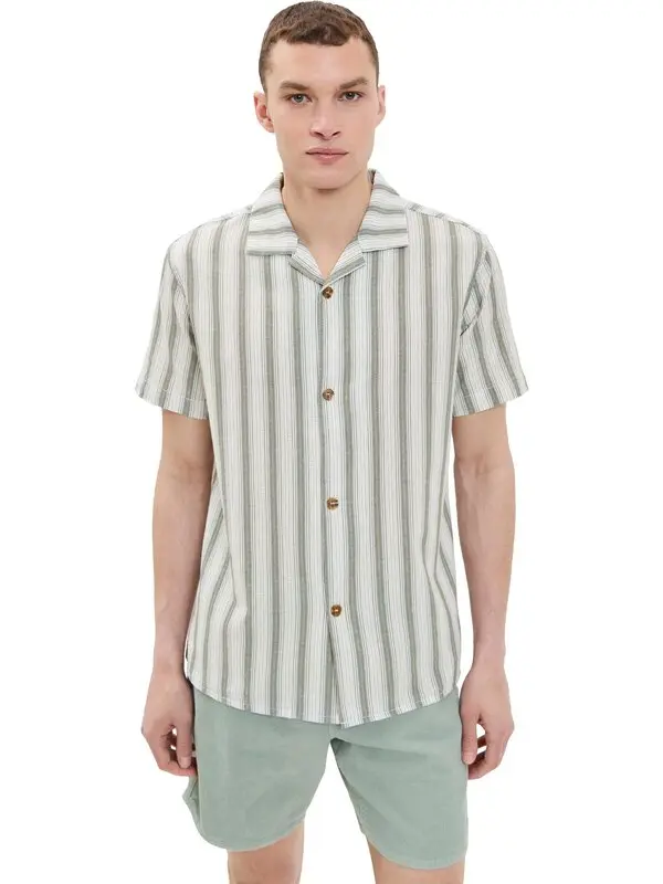 RHYTHM Vacation Stripe Shirt - Fern