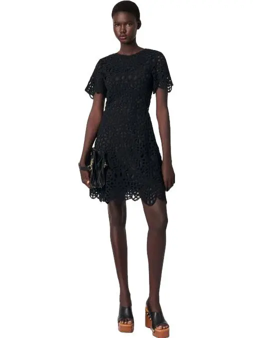 Maje Mini Crochet Dress - Black