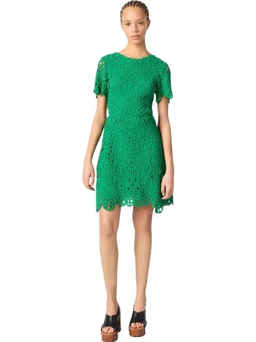 Maje Mini Crochet Dress - Green