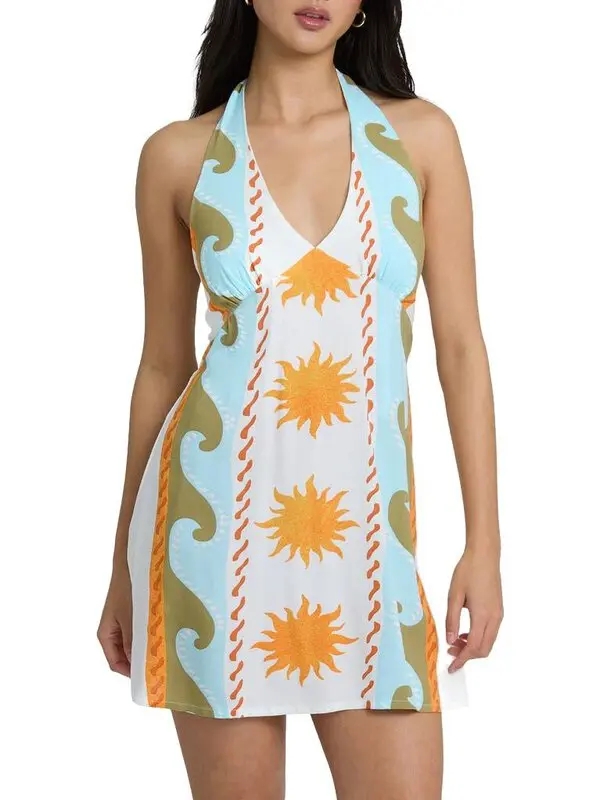 BILLABONG Sunny Sometimes Halter Mini Dress - Salt Crystal
