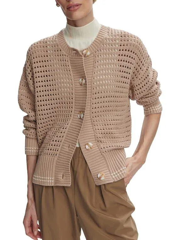Varley Open Stitch Cotton Cardigan - Light Taupe