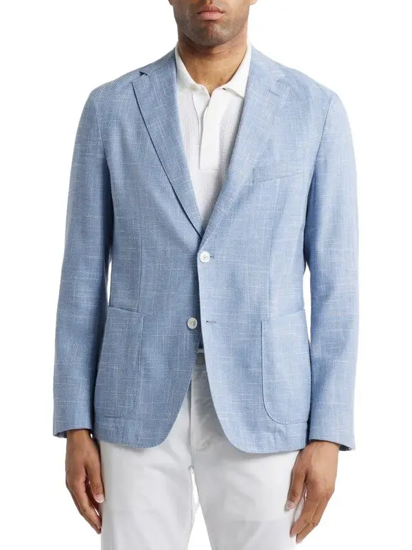 Hugo Boss Hanry Slim-fit Slub Wool-blend Sport Coat - Light Blue