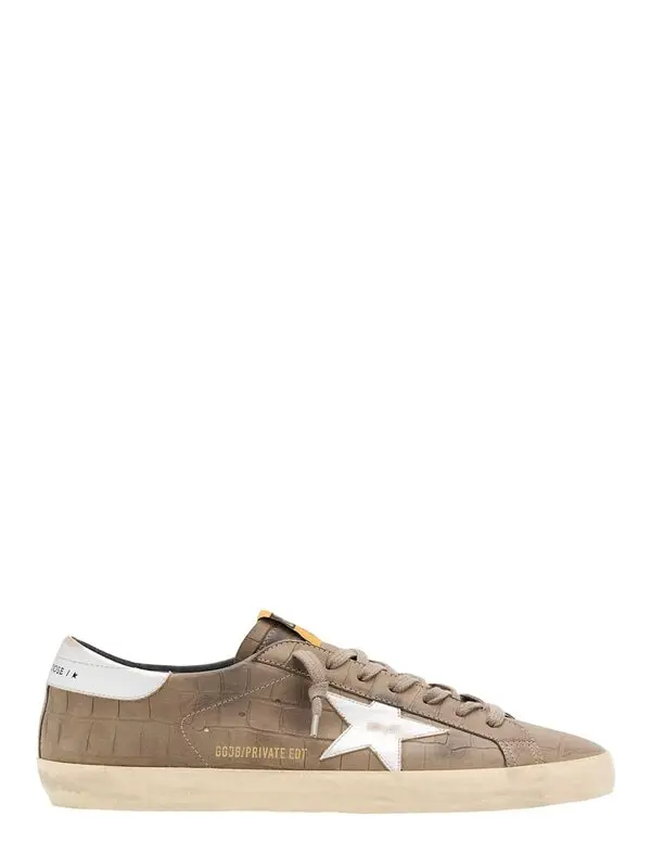 GOLDEN GOOSE Super-star Nubuck Leather Sneakers - Brown/silver