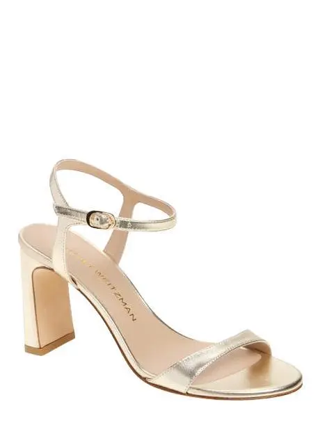 STUART WEITZMAN Babette 85 Ankle Strap Sandal - Light Liquid Gold Metallic Smu