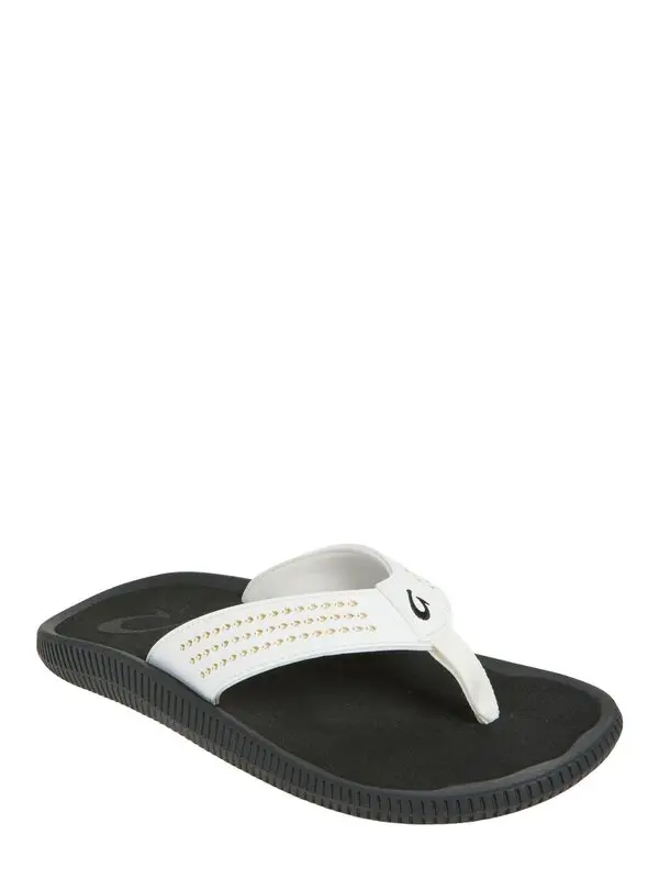 Olukai Ulele Golf Sandal - White / Lava Rock