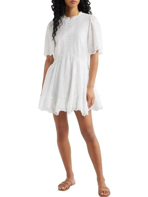 Madewell Eyelet Flutter-sleeve Minidress - White