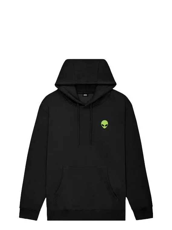 DALIX Graphic Alien Embroidered Hoodie - Black