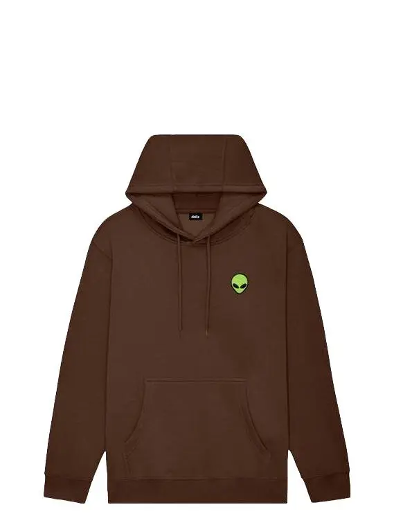 DALIX Graphic Alien Embroidered Hoodie - Chestnut