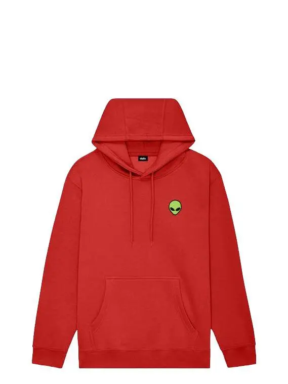 DALIX Graphic Alien Embroidered Hoodie - Red