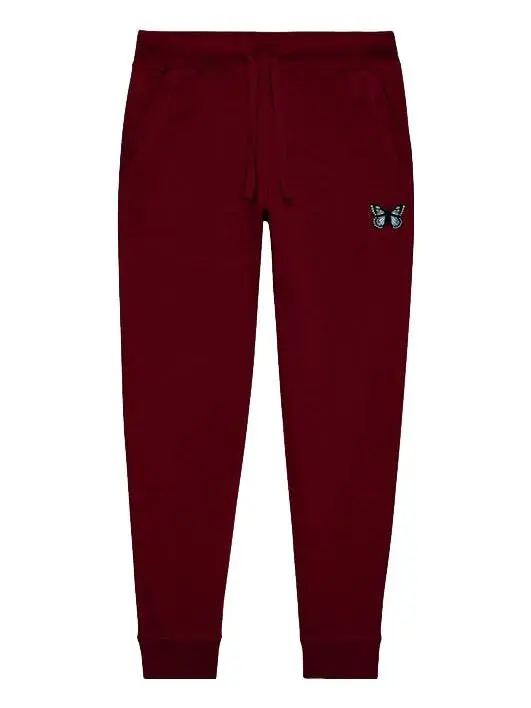 DALIX Butterfly Fleece Jogger Pant - Burgundy