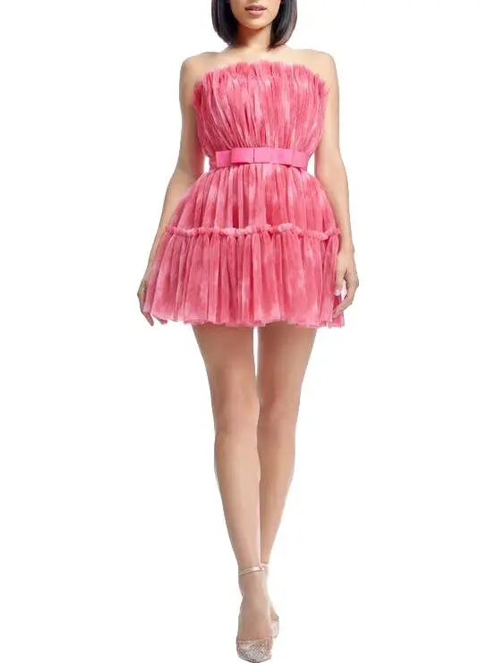 Dress The Population Petra Strapless Minidress - Raspberry Multi