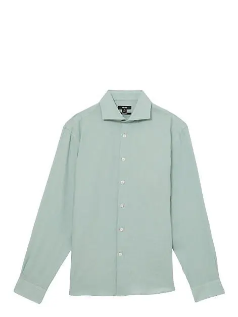REISS Ruban Long-sleeved Linen Shirt - Ocean Green
