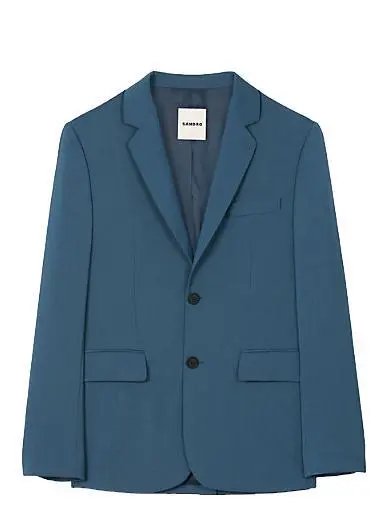 Sandro Single-breasted Notch-lapel Wool Blazer - Bleus