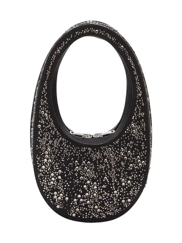 Coperni Swipe Mini Crystal Top-handle Bag - Black And Silver