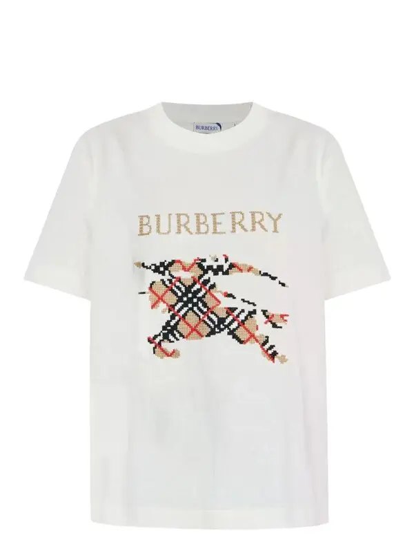 Burberry Check-motif Graphic T-shirt - Chalk
